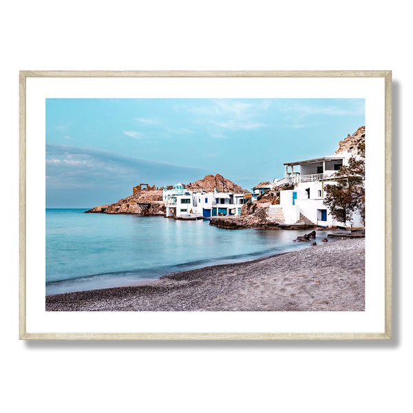 Framed Milos Greece Village Print | Blue Premium Wall Art – Wandering ...